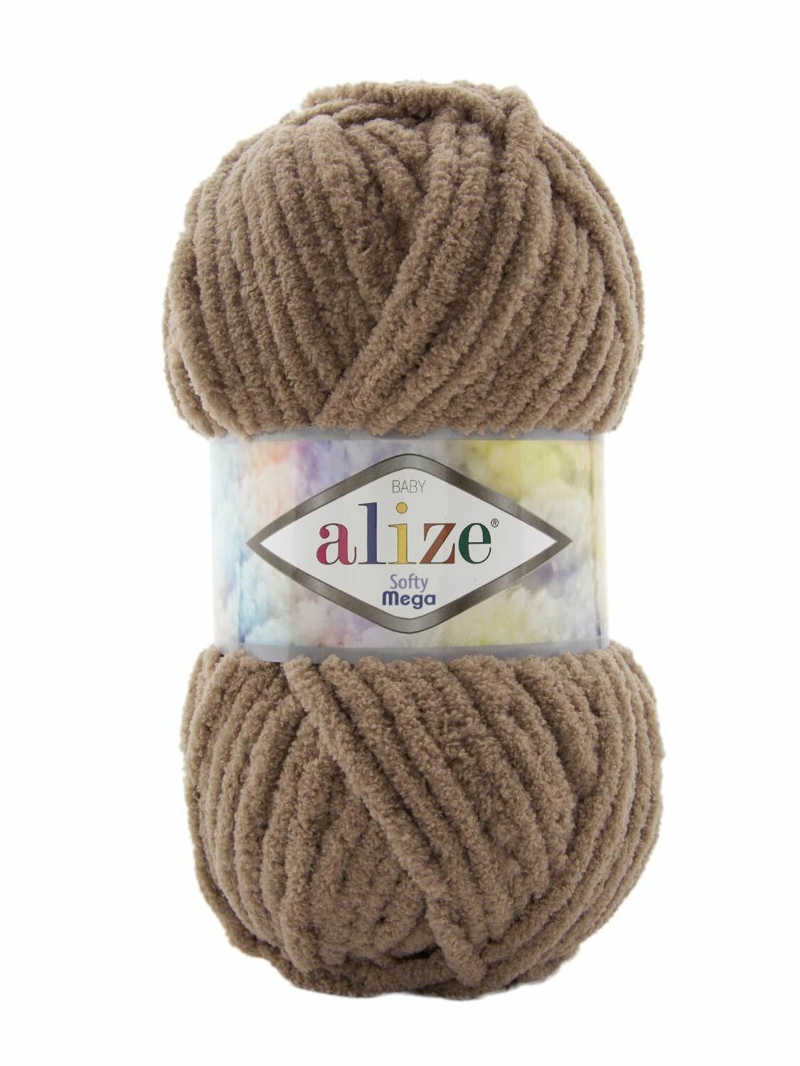 Пряжа Softy mega, Alize, светло-коричневый - 329, 100% микрополиэстер, 5 мотков, 100 г, 70 м.