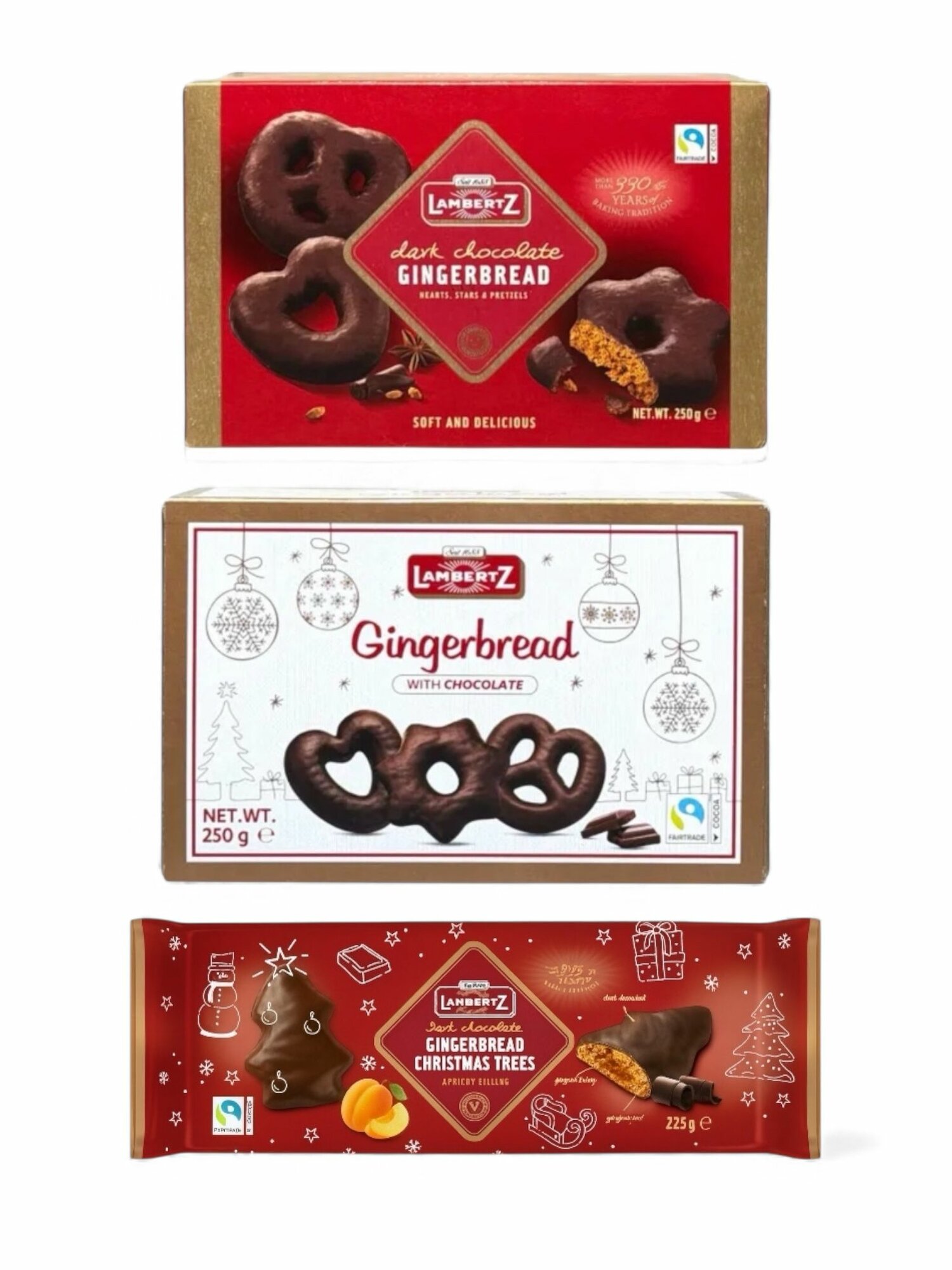 Пряники пряные в шоколаде ассорти, Lambertz 250/225 гр, 3 уп