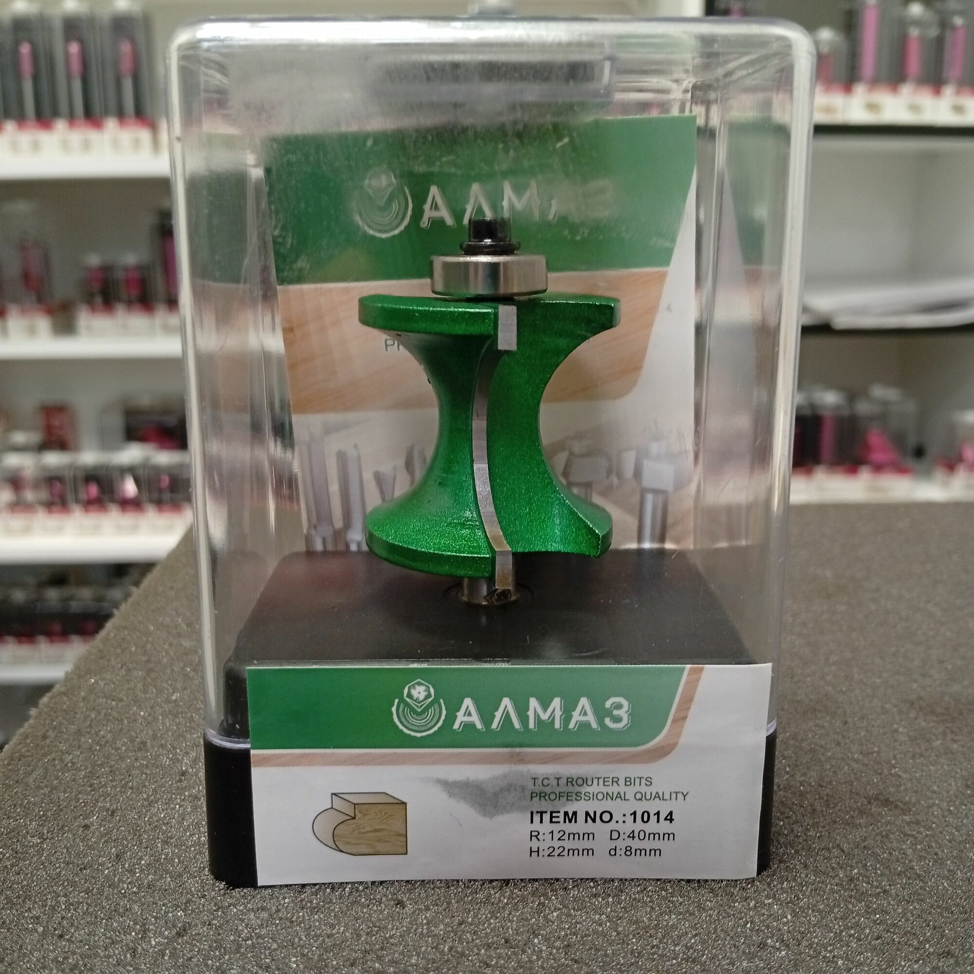 Фреза полустержневая радиус 12 мм алмаз 1014 D:40 mm I:22mm d:8 mm R:12mm