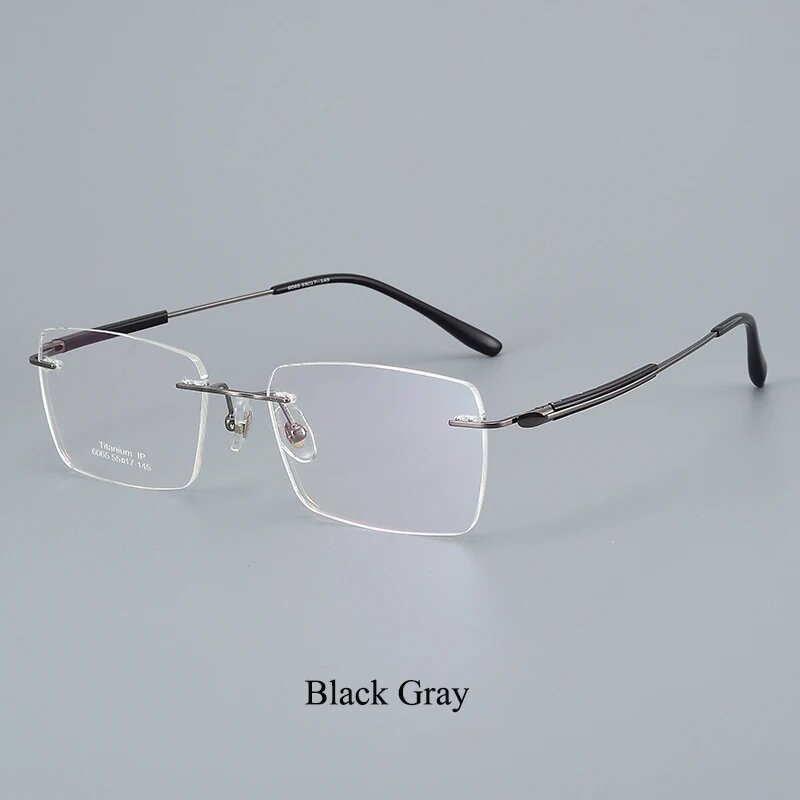 Очки без оправы BCLEAR Black Gray, титан, квадратные