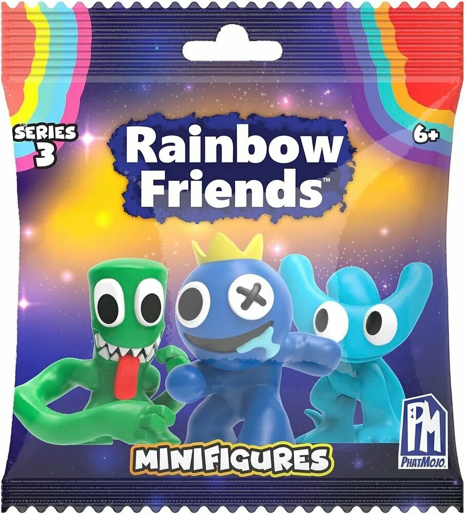 Rainbow Friends - Коллекционные мини-фигурки, Серия 3 (синий, голубой, зеленый, желтый, оранжевый)