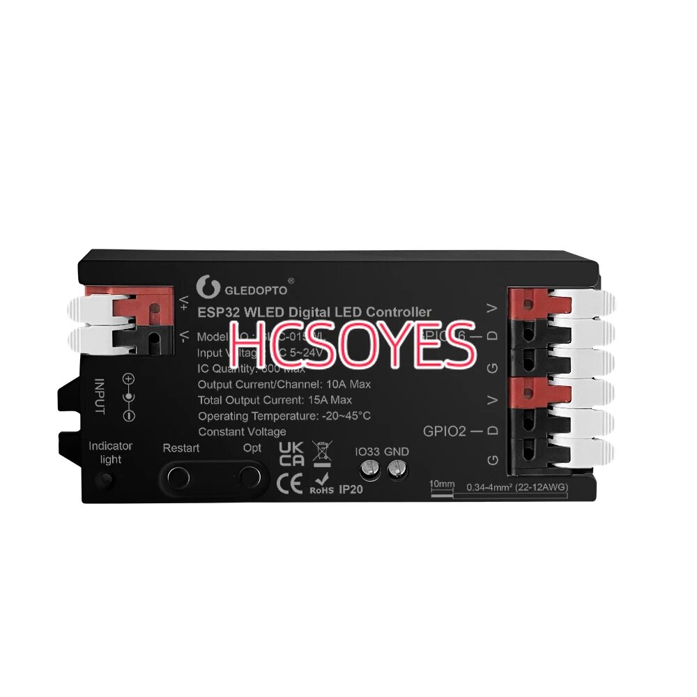 HCSOYES RGB Контроллер светодиодных лент ESP8266/ESP32 ESP32 Black