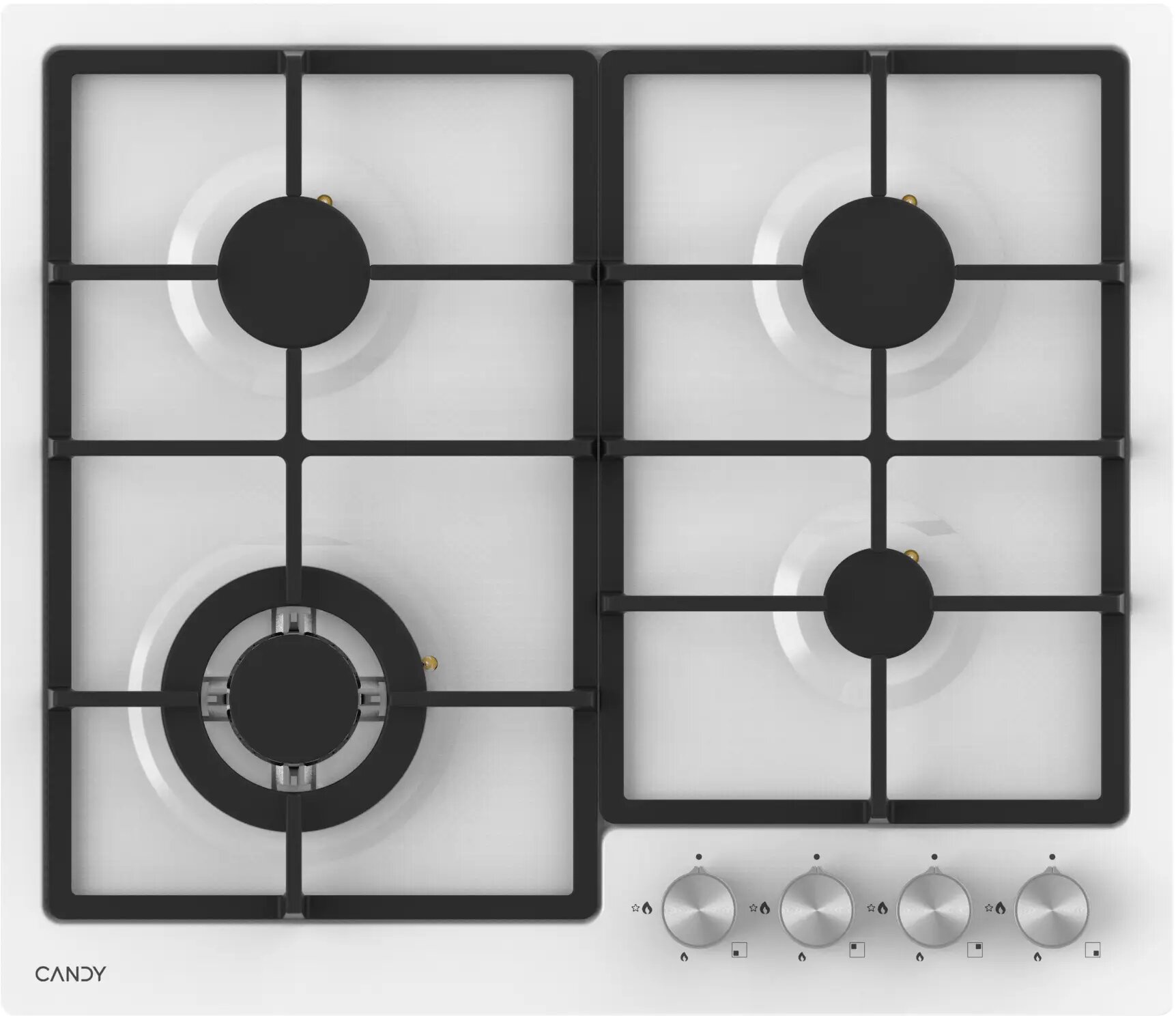 Газовая варочная панель Candy CHXM64CWW, белый, чугунные решетки