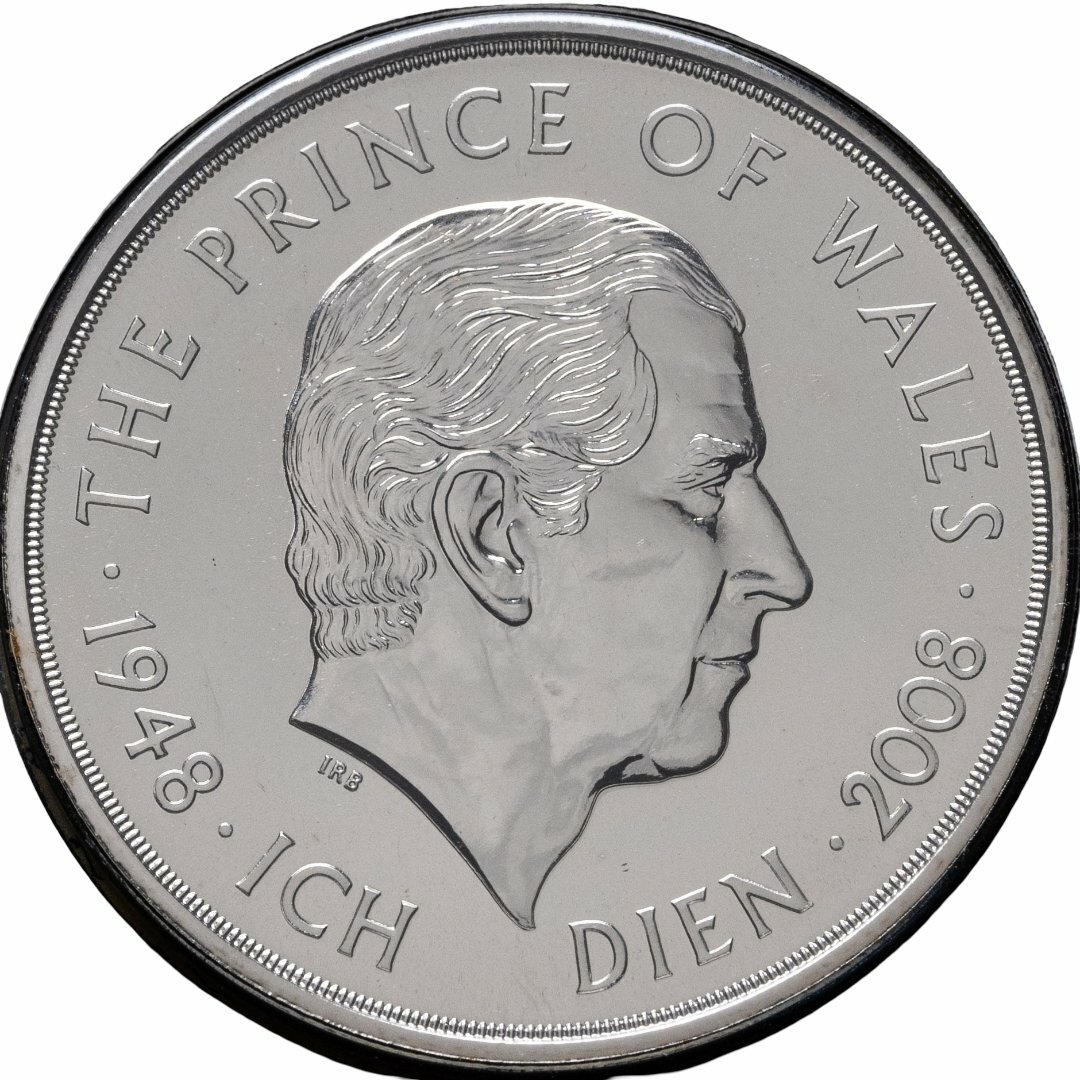 Великобритания 5 фунтов pounds 2008 "60 лет со дня рождения принца Чарльза", в буклете, Мельхиор медь-никель, в сохранности BUNC