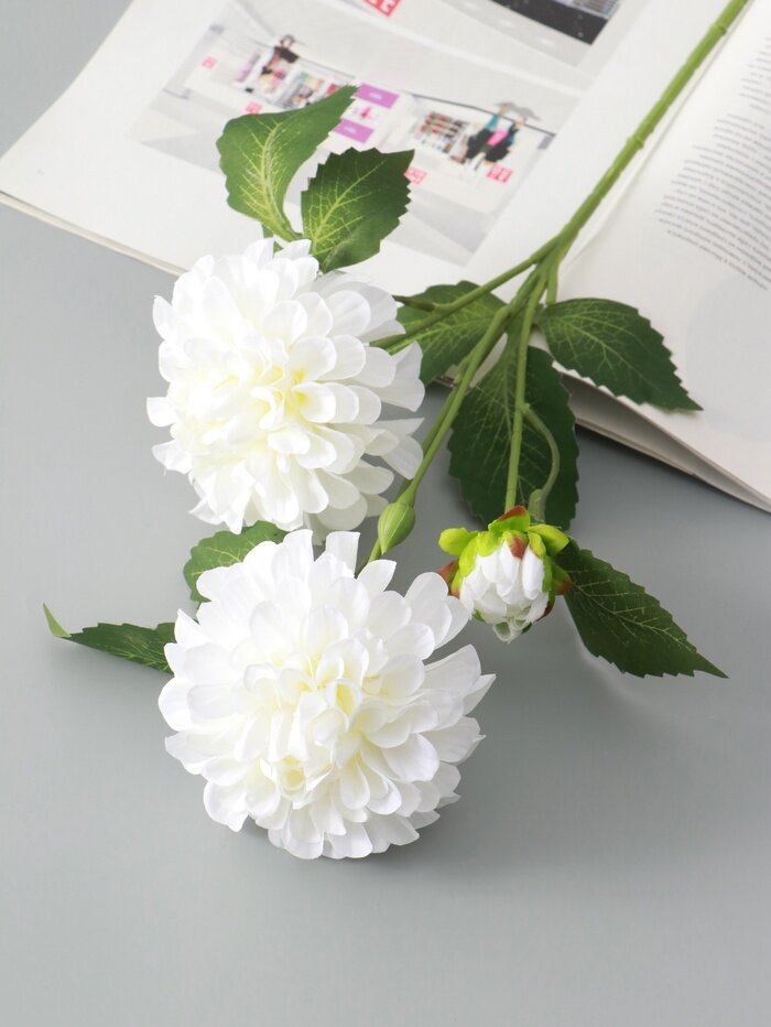 Цветы искусственные "Хризантема Бранхил черри" d-9 см 49 см, белый 10935329