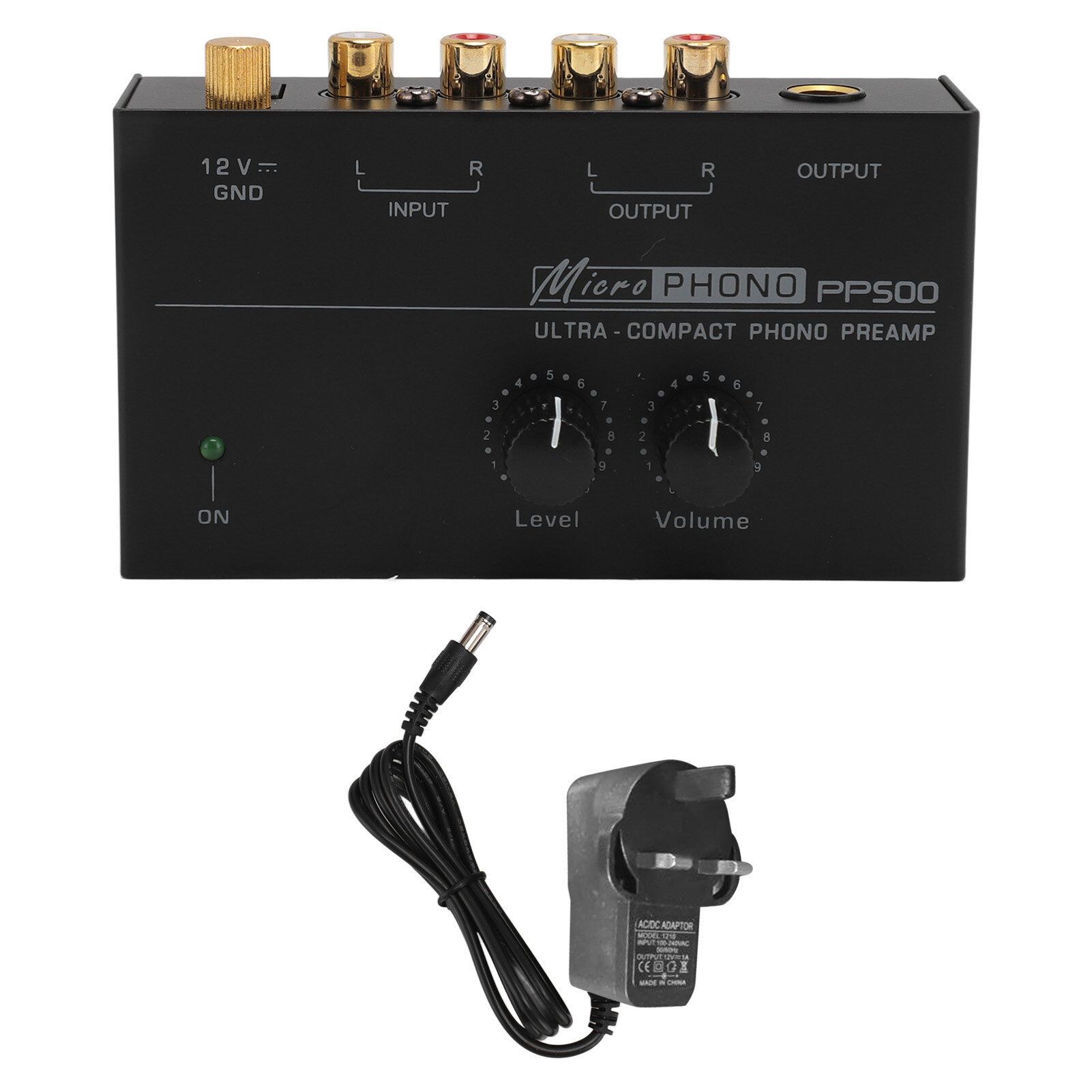 Phono Turntable Preamp Ultra Low Noise Independent Volume Control Phonograph Preamplifier for Record Player 100 240V UK Plug
