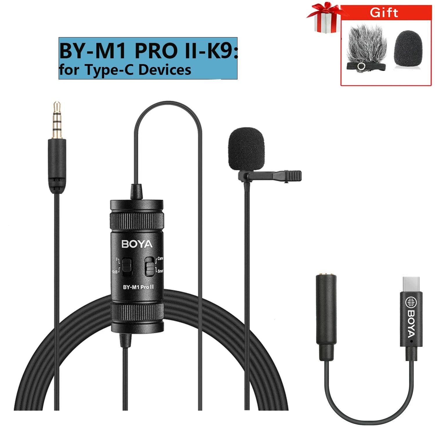 BOYA BY-M1 PRO II Петличный микрофон M1 Pro II-K9-FF01