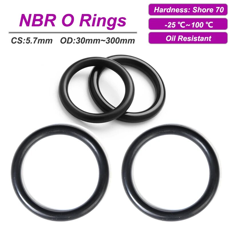 Черные уплотнительные кольца NBR 5,7 мм OD 60mm ID 48mm, 5Pcs