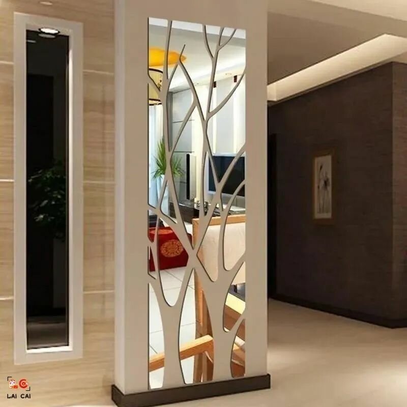 Наклейка на стену акриловая Зеркальное дерево, 28*100 см, серебро