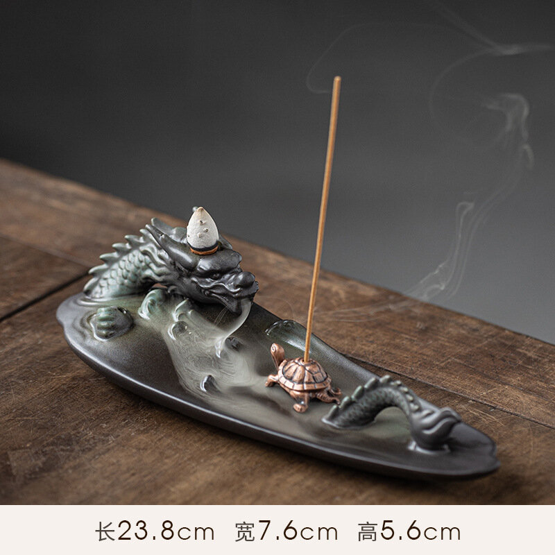 Керамический ароматический горшок с драконом и черепахой, обратный поток благовоний, креативный китайский дракон, держатель для благовоний, держатель для ароматических палочек, домашний декор