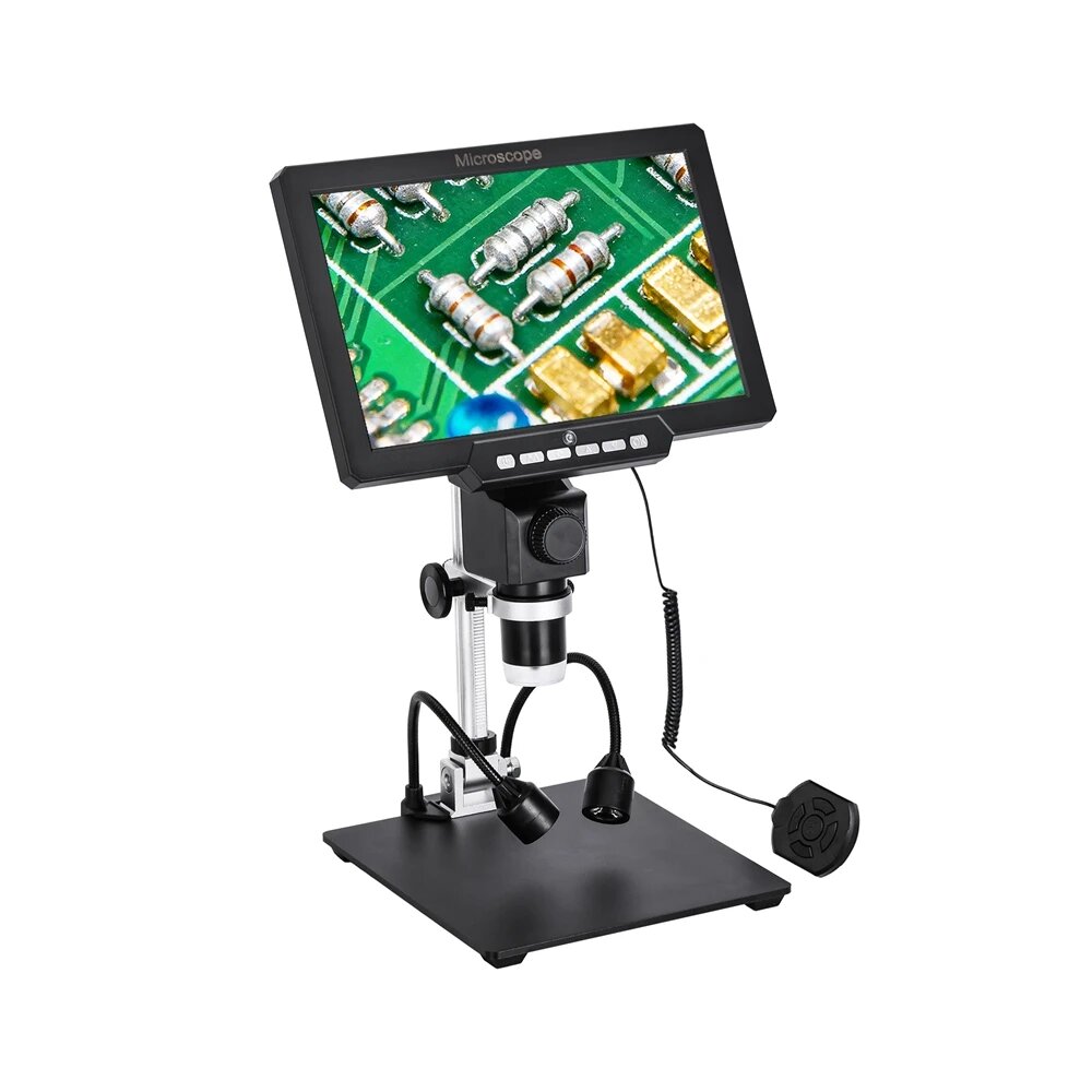 1-2000X микроскопы с непрерывным зумом, 8 светодиодов, 12 МП, 10,1-дюймовый цифровой микроскоп, регулируемая подставка для пайки электроники, ремонт печатных плат