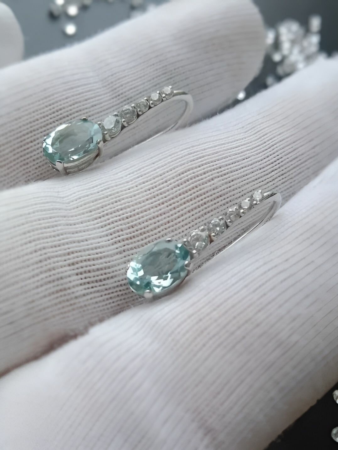 Моносерьга, серебро, 925 проба, родирование, аквамарин