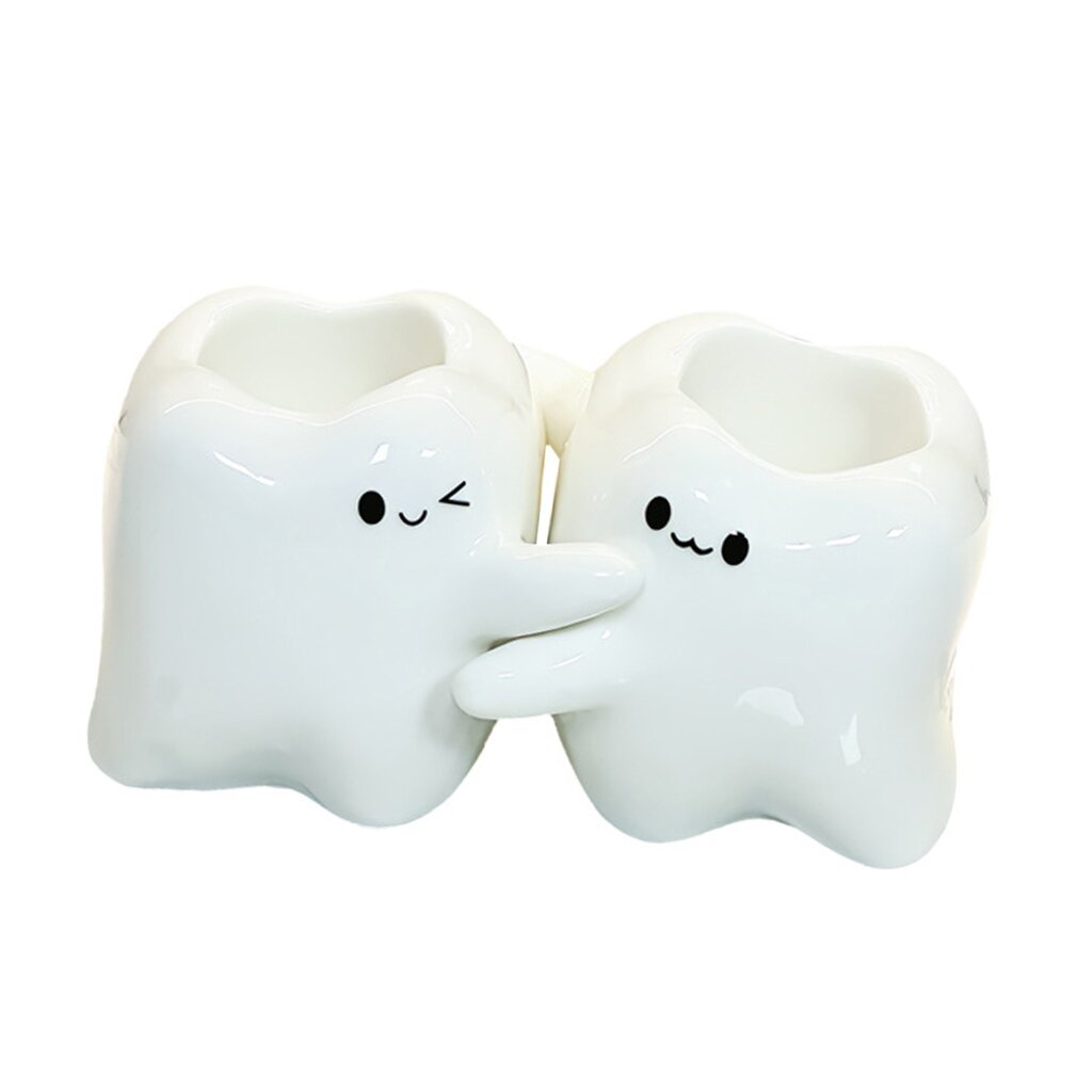 Симпатичный Керамический Зубной Рисунок Держатель Зубной Щетки И Зубной Пасты Прекрасный Дизайн Зуба для Аксессуаров Столешницы Ванной Комнаты