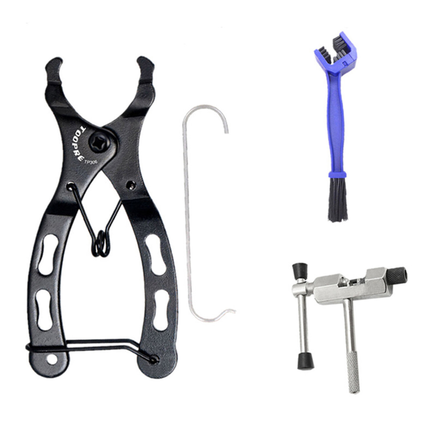 Инструмент для цепи велосипеда Плоскогубцы клещи с крюком Разрыватель цепи и щетка для очистки Комплект инструментов для цепи MTB и дорожных велосипедов, Материал: Сталь, Плоскогубцы: 93*43мм/3.7*1.7дюйма, Вес плоскогубцев: Примерно 41г/1.4 унции, Размер