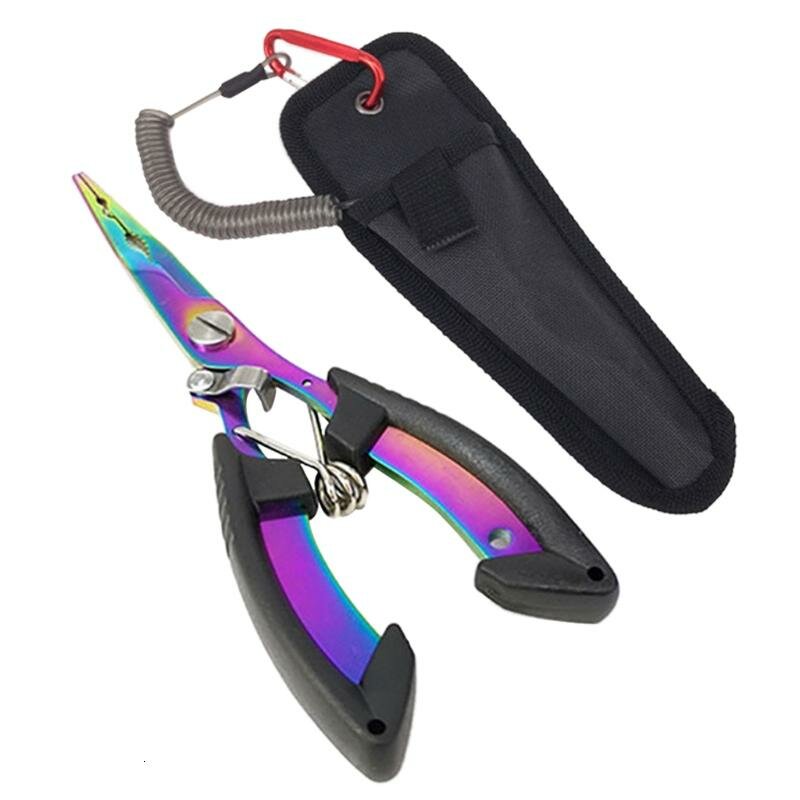 Рыбалка Pliers аксессуары рыбацкие ножницы для снятия ножниц, - черная ручка с сумкой + эластичная веревка