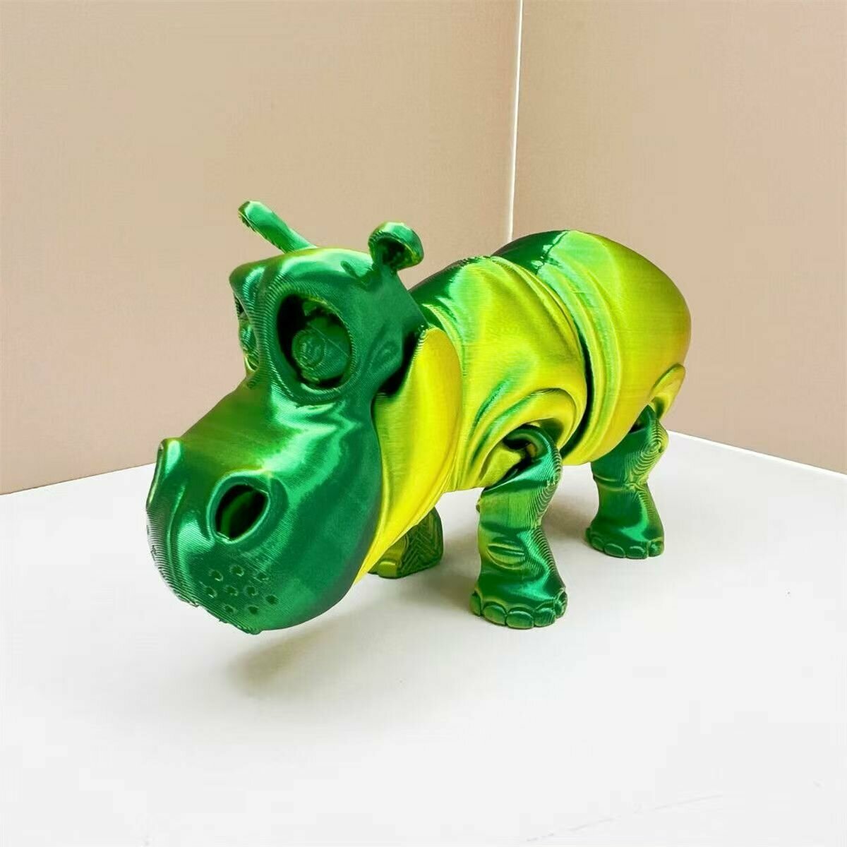 Шарнирная фигурка бегемота с 3D-принтом, подвижная игрушка-антистресс, Белый, 1 шт