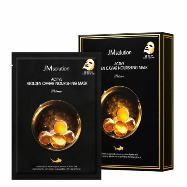 Антивозрастная тканевая маска с черной икрой JMsolution Active Black Caviar Mask.
