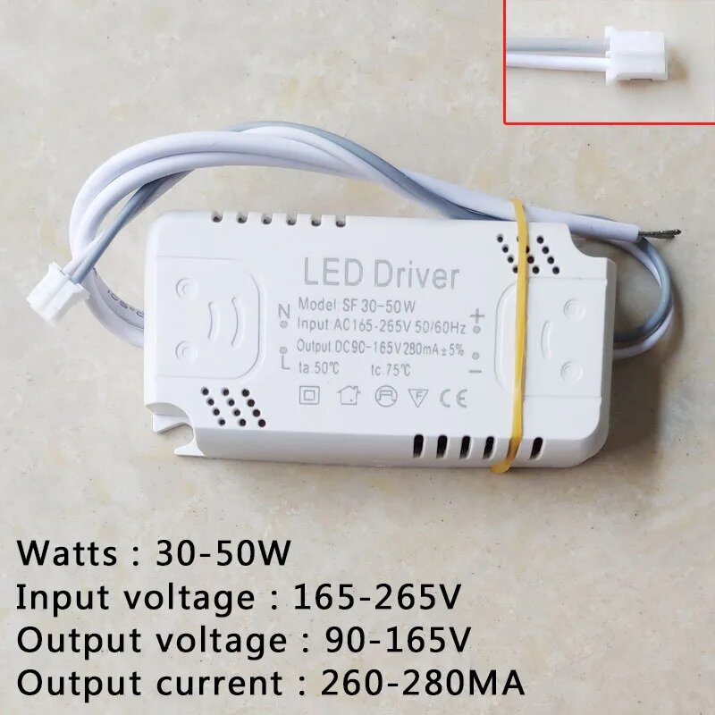 LED драйвер для светильников AC165-265V 8-80Вт 30-50W