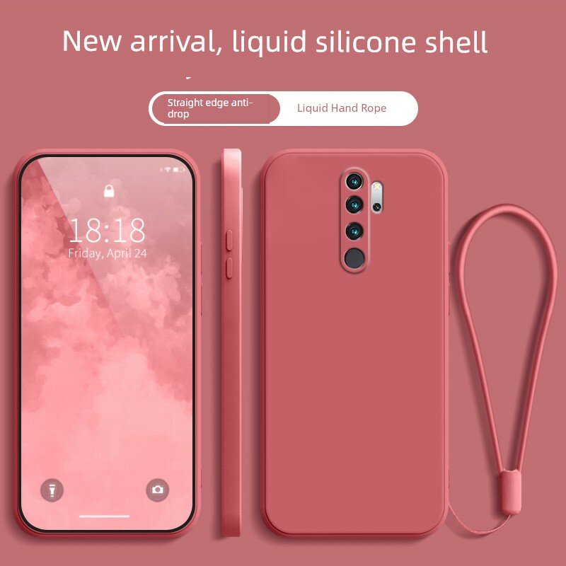 Силиконовый противоударный чехол для Xiaomi Redmi Note 8 Pro в цвете удачный красный с совместимым шнуром