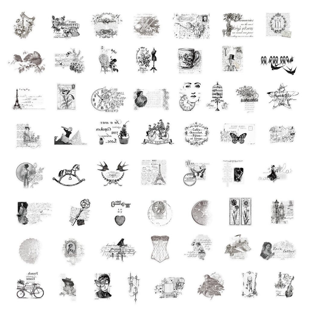 58 листов, клипарт с ретро-маркой, водонепроницаемая наклейка для домашних животных