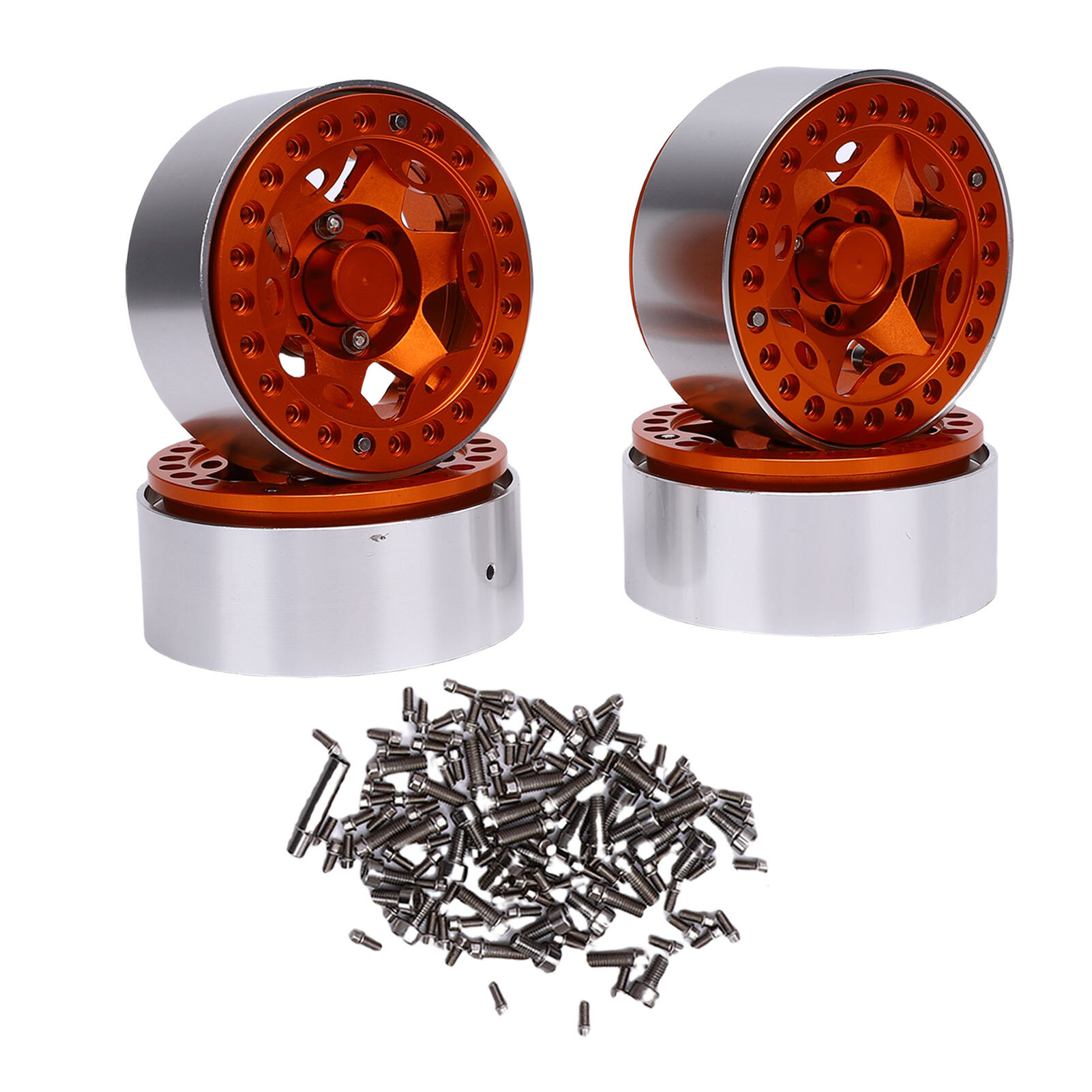 4 шт. 1,9-дюймовые ступицы колес с фиксатором борта из алюминиевого сплава для радиоуправляемых моделей 1/10 RC Crawler, аксессуары для модернизации, имитация ступицы колеса VP оранжевого цвета.