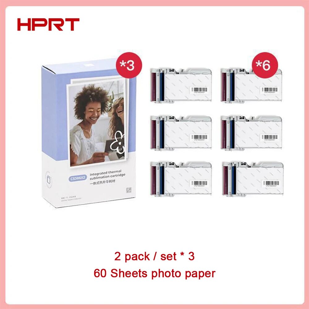 Фотобумага HPRT 2x3 дюйма, 60 листов