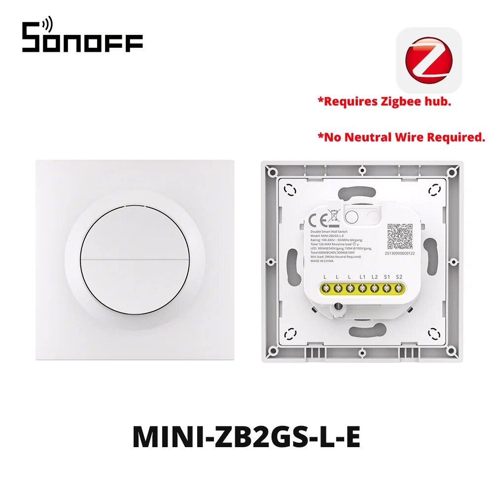 SONOFF MINI-ZB2GS-L-E Умный настенный переключатель