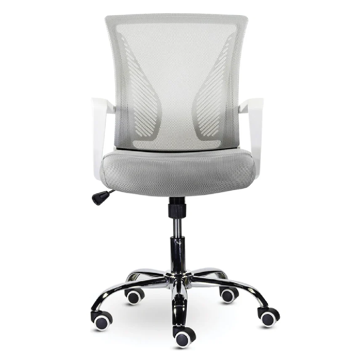 Кресло офисное Brabix Wings MG-306, с подлокотниками, хром, сетка (532012) серый/белый