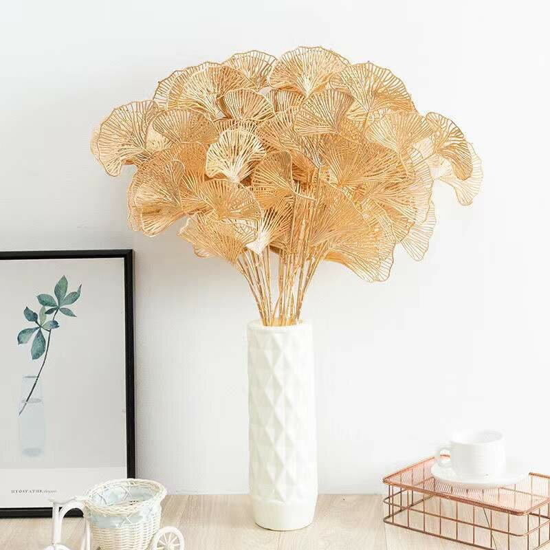 Горячая распродажаГорячая продажа 3-конечного веера, лист гинкго, искусственный цветок, золотая удача, красные плоды, зимнее зеленое украшение для новоселья, декор для гостиной