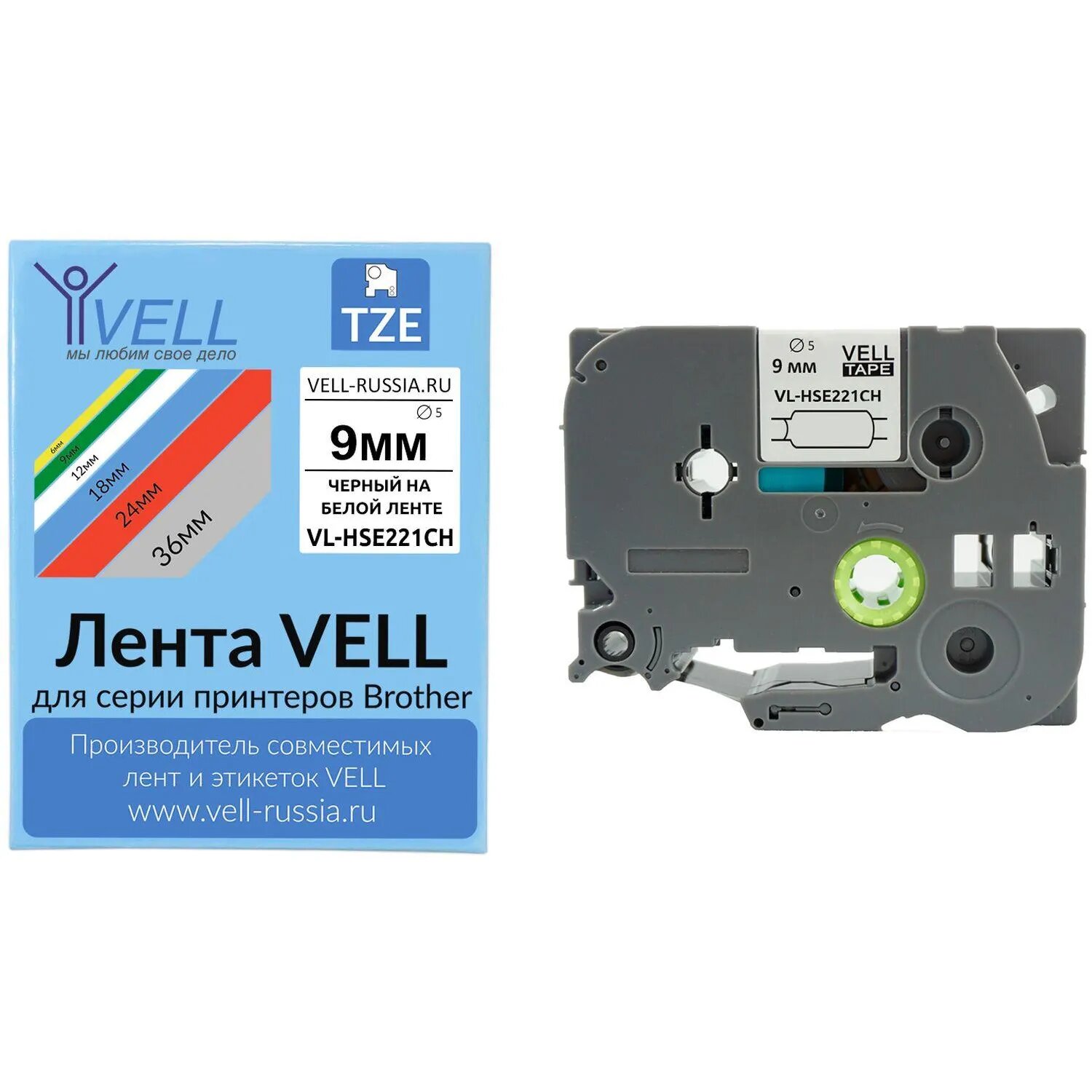 Трубка термоусадочная Vell VL-HSE221CH(с чип.9мм, черн. белом)