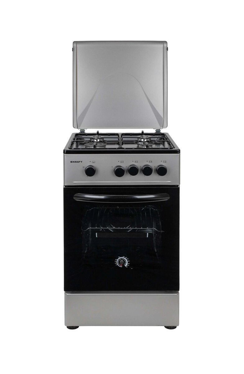 Плита кухонная газовая KRAFT KF-FSK5301GS серый/черный, 4 конфорки