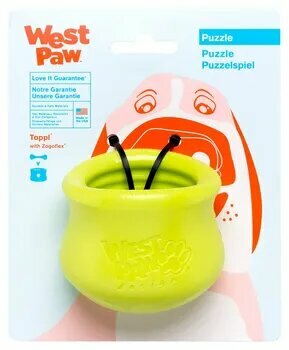 Игрушка для собак West Paw Zogoflex Toppl, Прочная и Безопасная, Зеленая, 8 см