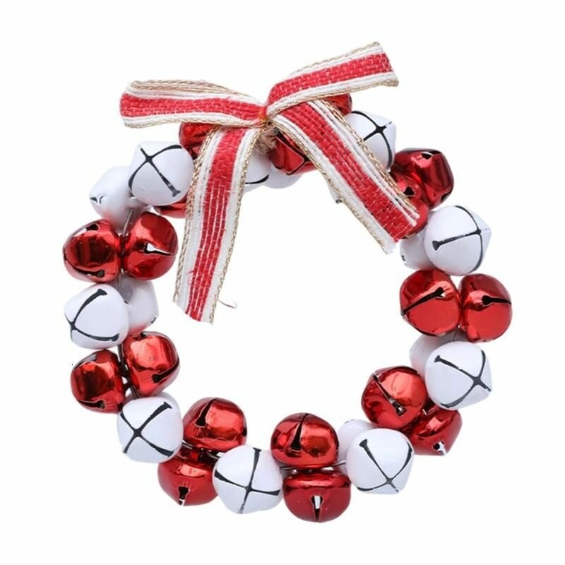 Новогодний подвесной колокольчик 12 см, Красный и белый