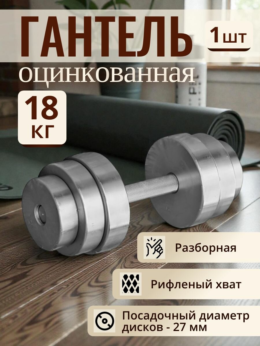 Гантель разборная оцинкованная 18 кг