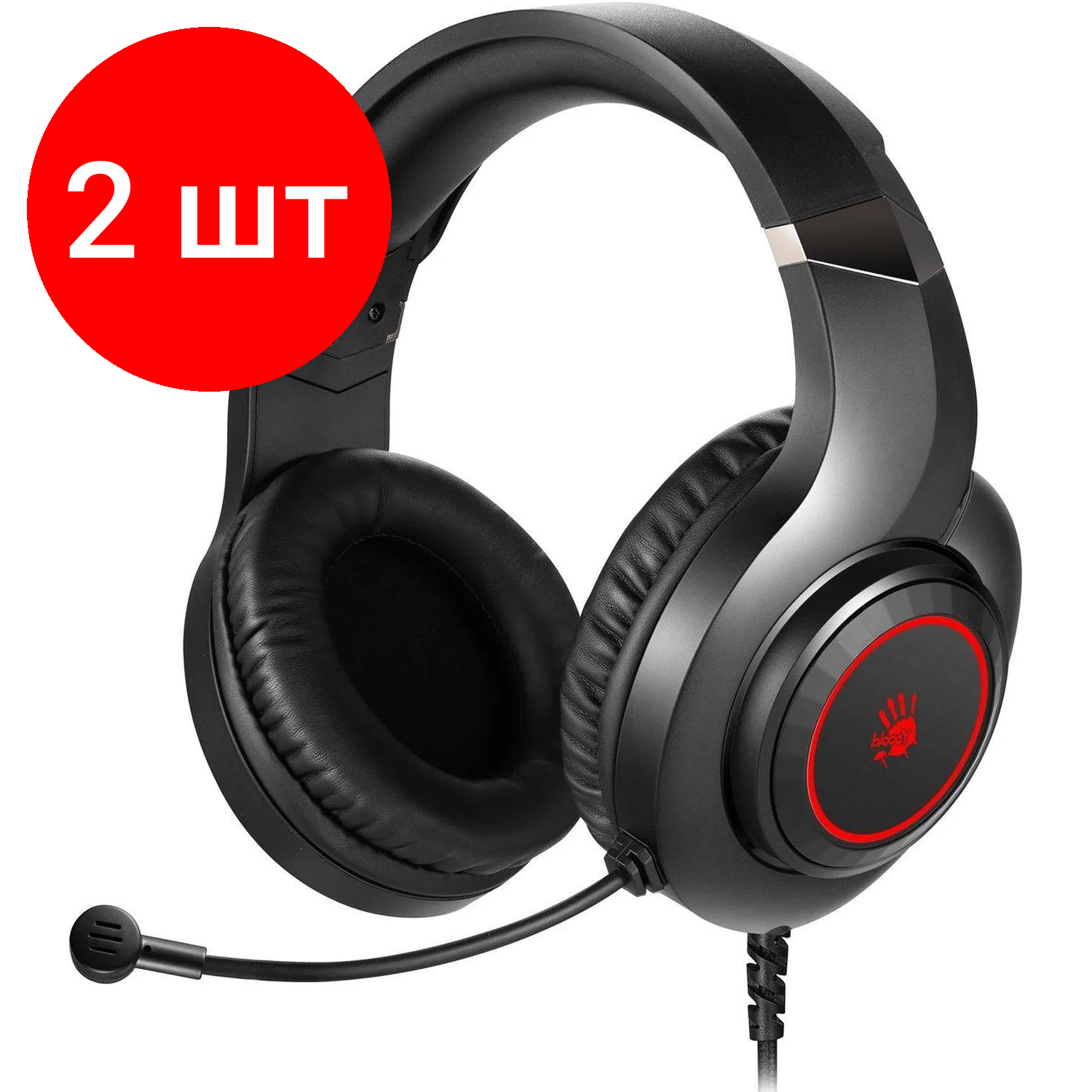 Комплект 2 штук, Гарнитура A4Tech Bloody (G220 AUX3.5-4PIN + USB) черный 2м мониторные