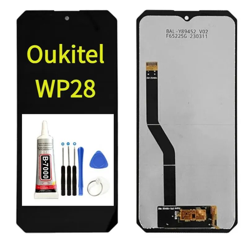 Oukitel WP28 ЖК-дисплей с сенсорным экраном в сборе для сотового телефона, включая набор инструментов + клей B7000