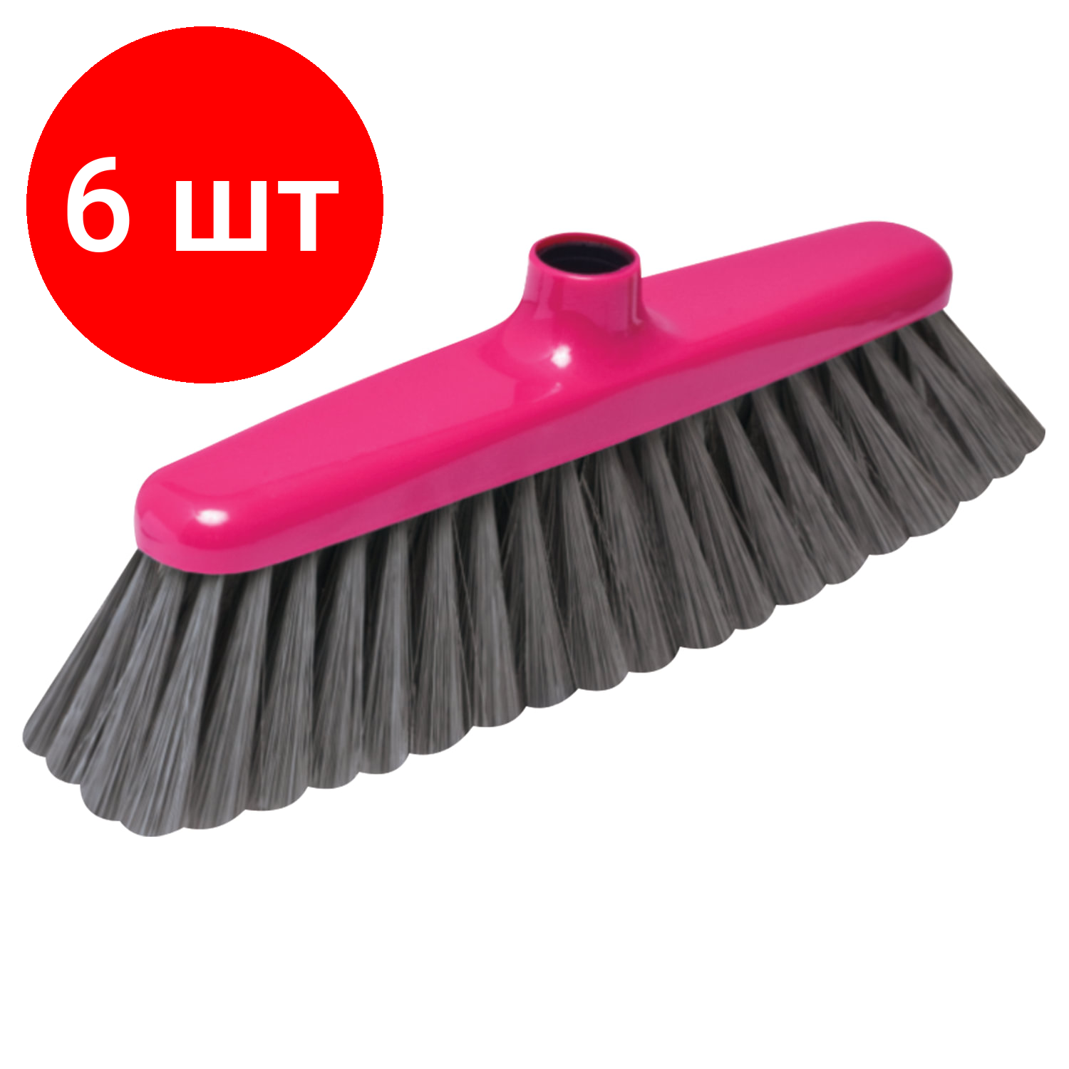 Комплект 6 шт, Щетка для уборки, ширина 29 см, щетина 7 см, пластик, крепление еврорезьба, YORK "Elizabeth", 50110