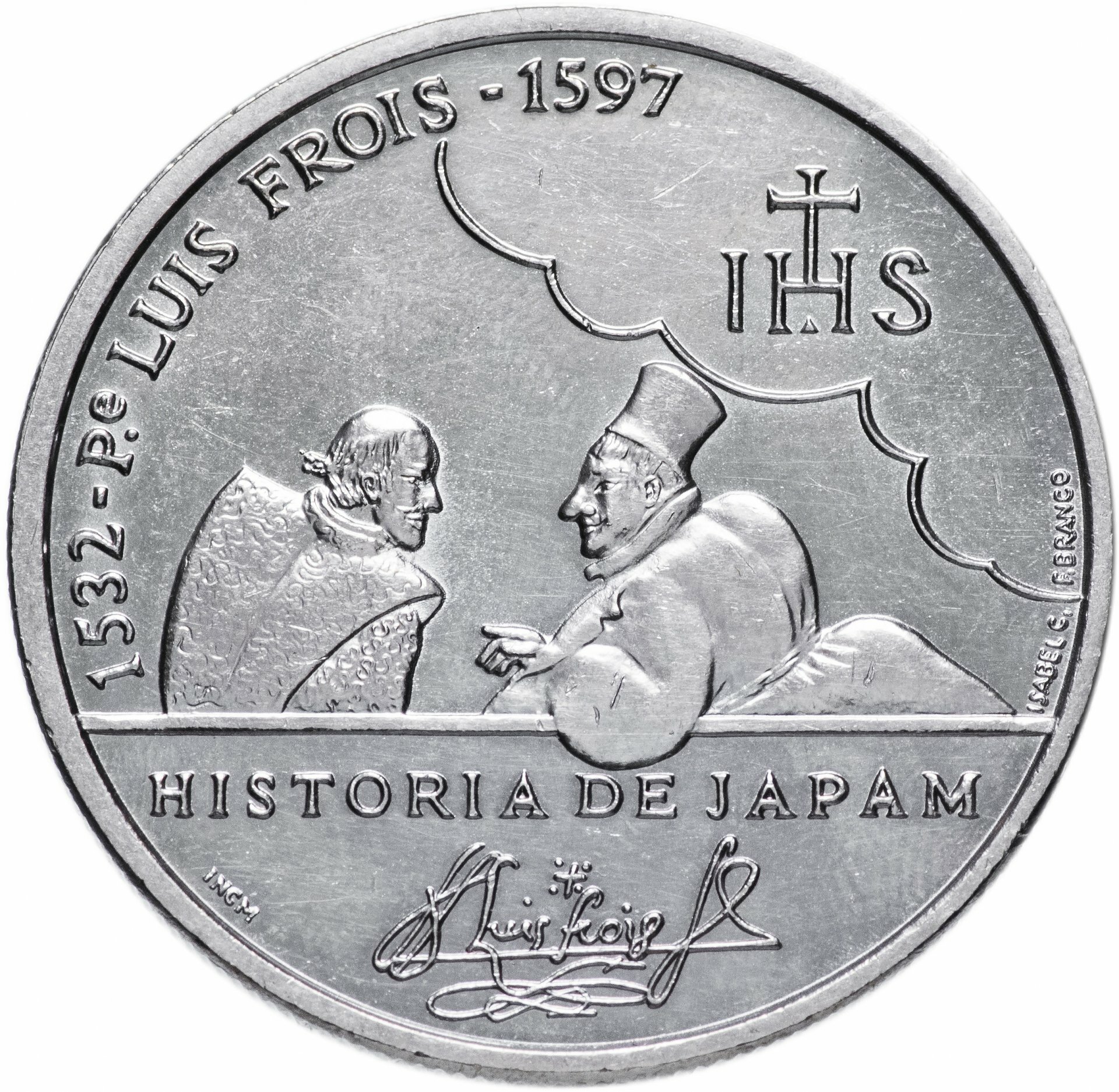 Португалия 200 эскудо escudos 1997 "400 лет со дня смерти Луиса Фройса", Мельхиор медь-никель, в сохранности UNC