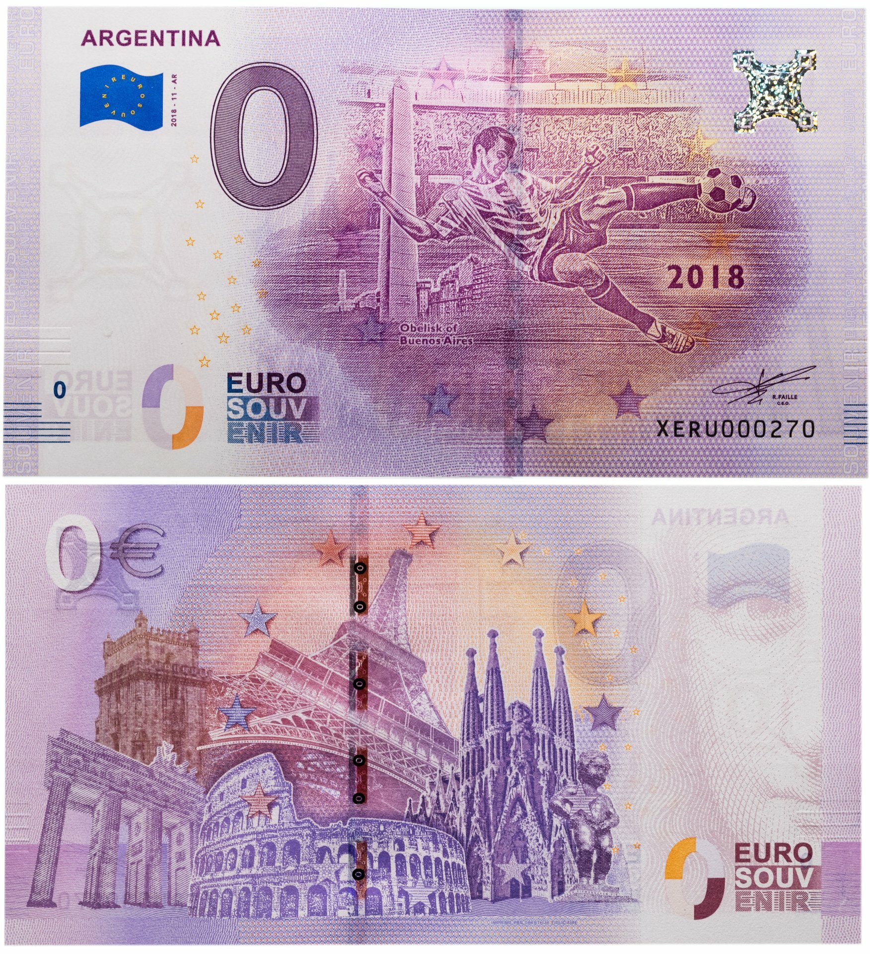 0 евро euro Футбол Чемпионат Мира страна участник - "Аргентина" в буклете с сертификатом