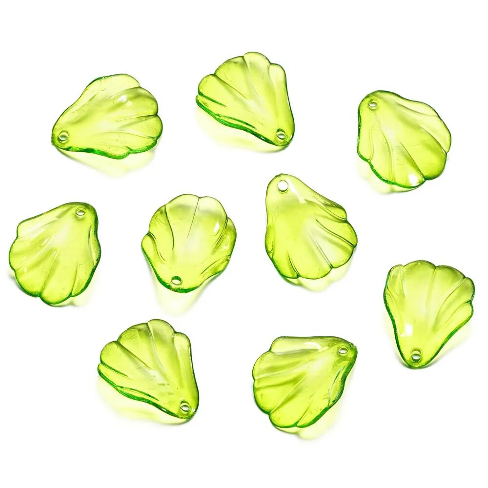 Бусины для рукоделия"Листочки" 20*25MM,20 штук цвета зелёного