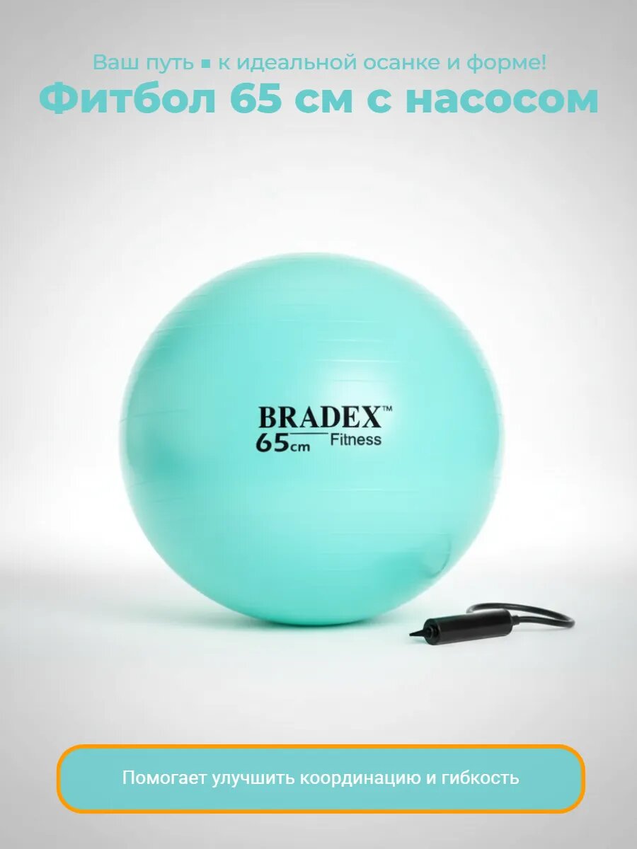 Мяч для фитнеса «ФИТБОЛ-65» с насосом