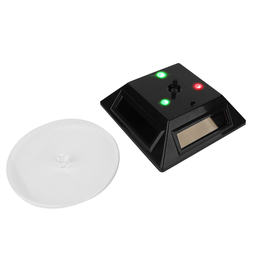 LED Light Rotating Solar Energy Jewelry Watch Phone Display Makeup Holder Rack