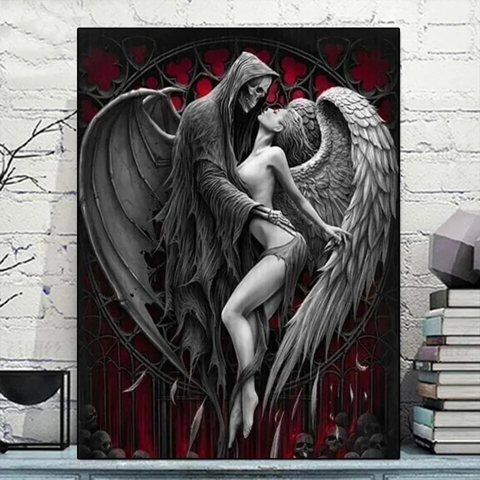 Алмазная мозаика "ангел демон" Алмазная вышивка / картина стразами Полная выкладка 40х50cm размер холста, без рамы, идеально подходит для дома, украшения, подарков, Рождества.