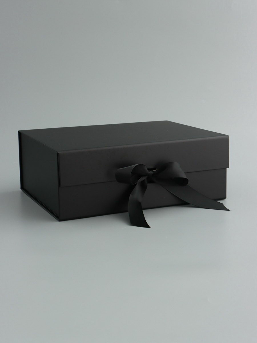 Коробка подарочная с бантом, складная, чёрная, 29x22x10.5 см