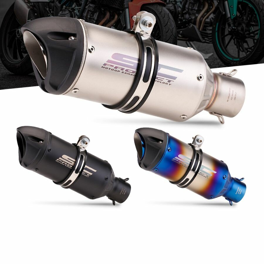 Глушитель прямоток универсальный SC Project для мотоцикла, на питбайк и квадроцикл 125 - 600 кубов 38-51 мм, мопед