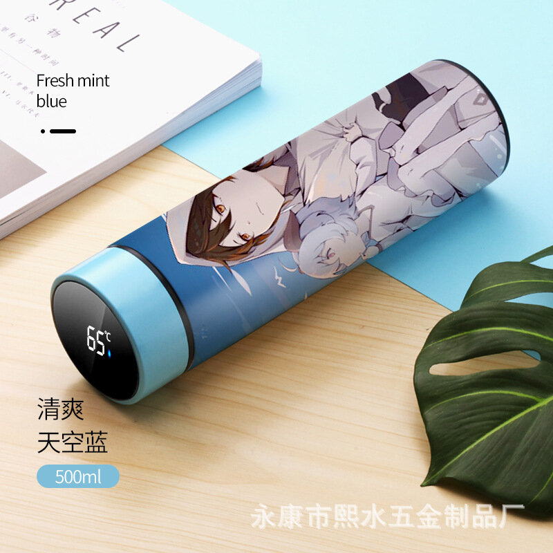 Умный дисплей температуры нержавеющая сталь вакуумная изоляция 500 мл термос для повседневных подарков небесно-голубой