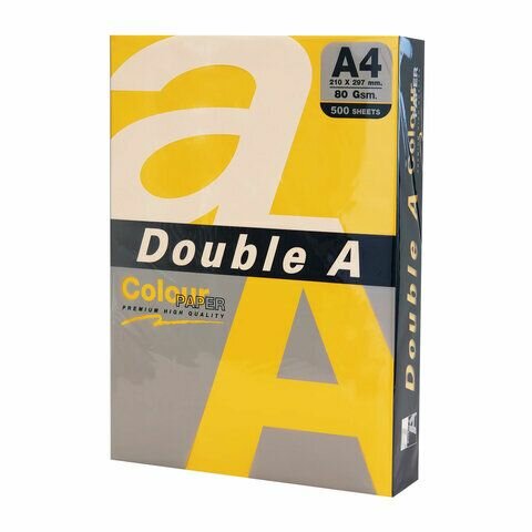 Бумага цветная DOUBLE A, А4, 80 г/м2, 500 л, интенсив, солнечно-желтый