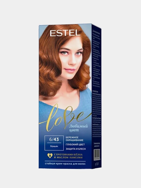 Стойкая крем-краска для волос ESTEL LOVE тон "Коньяк", 6/43