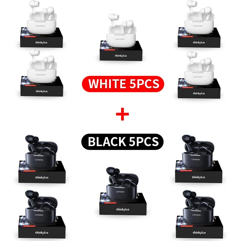 Lenovo Thinkplus наушники TWS, White 5PC + Black 5PC