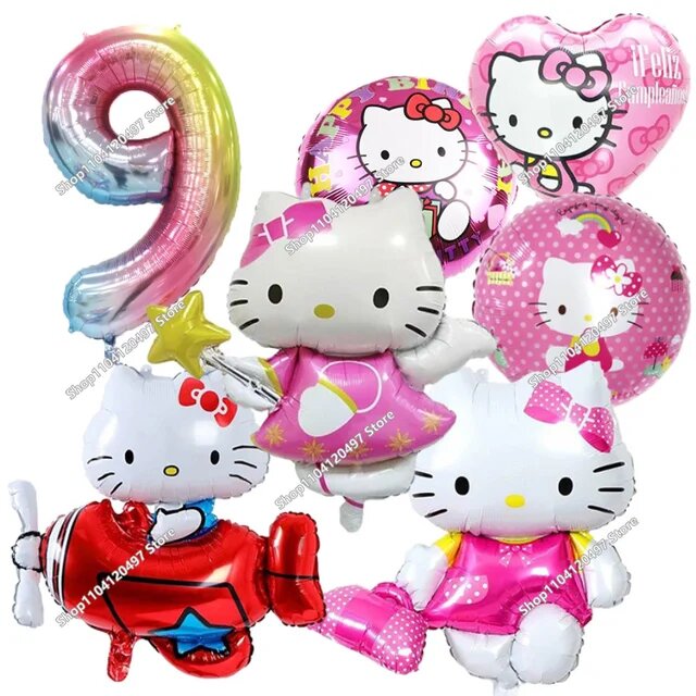 Набор фольгированных воздушных шаров с мультяшными персонажами Sanrio: Куроми, Май Мелоди, Коричная собачка, Hello Kitty. Игрушка для украшения детского дня рождения.